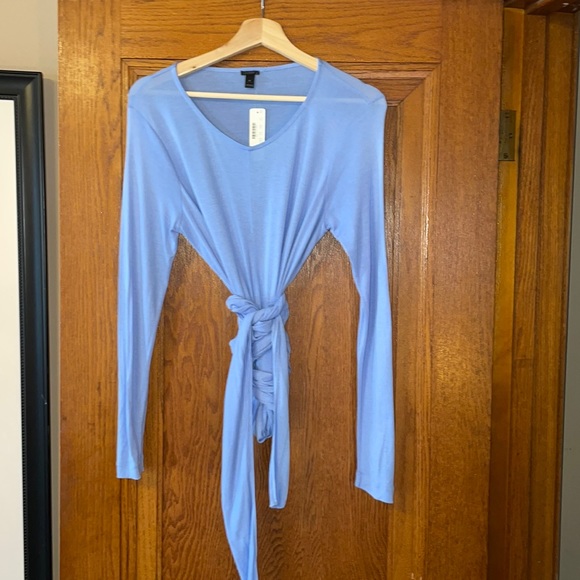 J. Crew | Tops | Nwt Jcrew Tiefront Longsleeve Wrap Tee Sz M Style H2639 Cornflower Blue | Poshmark
